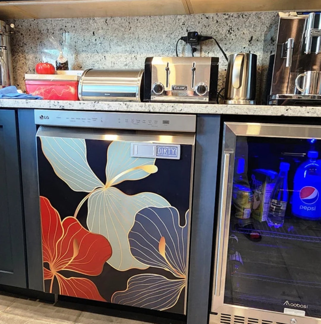 Kitchen Decor Dishwasher Vinyl Sticker Waterproof Skin Dishwasher Cover ...