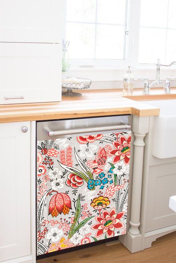 Vinyl Kitchen Decor Dishwasher Vinyl Sticker Damask Waterproof - Etsy