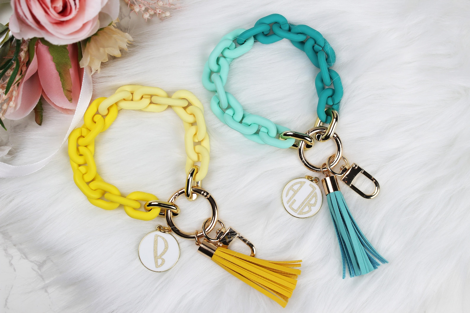 Personalized Chunky Chain Link Wristlet Keychain Personalized - Etsy