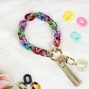 Personalized Chunky Chain Link Wristlet Keychain, Personalized Gift ...