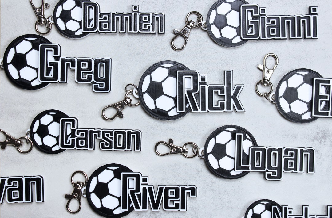 Personalized Soccer Keychain. Soccer Name Tag Keychain. Soccer Bag Name ...