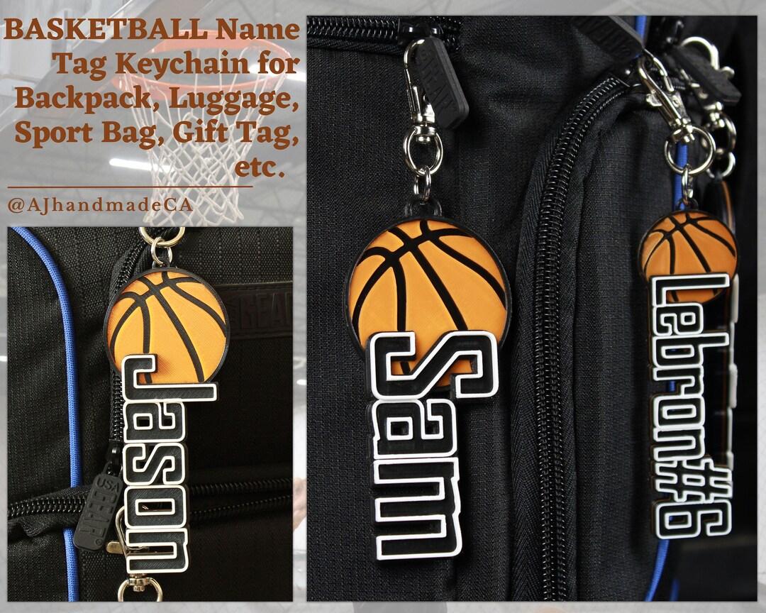 3D Large Basketball Name Tag Keychain. Basketball Bag Pack Tag ...