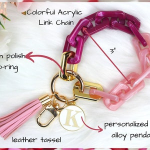 Personalized Marble Chain Link Wristlet Keychain, Marble Bangle Key ...