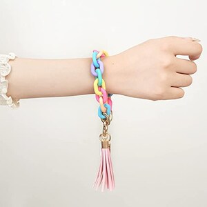 Personalized Chunky Chain Link Wristlet Keychain, Personalized Gift ...