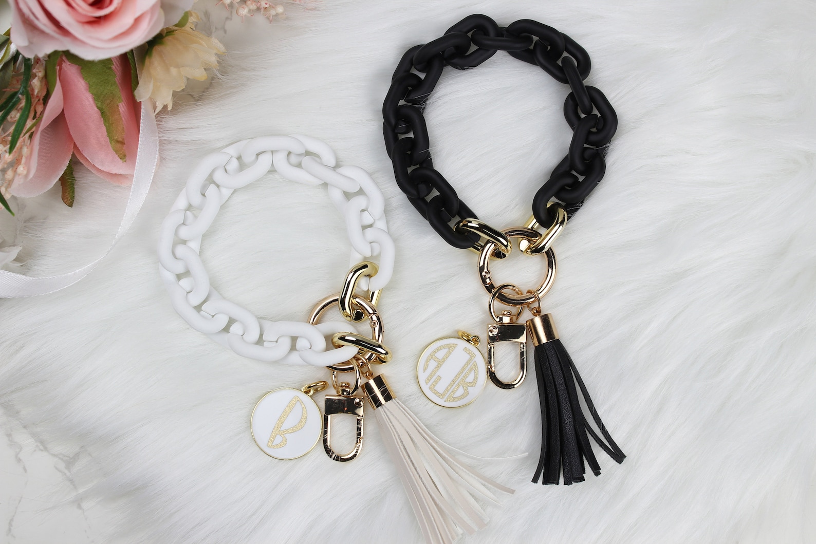 Personalized Chunky Chain Link Wristlet Keychain Personalized - Etsy