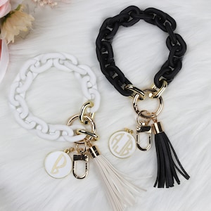 Personalized Chunky Chain Link Wristlet Keychain, Personalized Gift ...