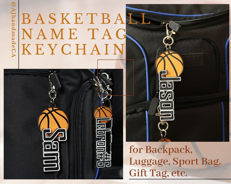 3D Large Basketball Name Tag Keychain. Basketball Bag Pack - Etsy