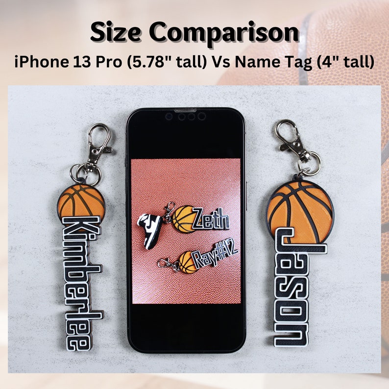 3D Large Basketball Name Tag Keychain. Basketball Bag Pack Tag ...