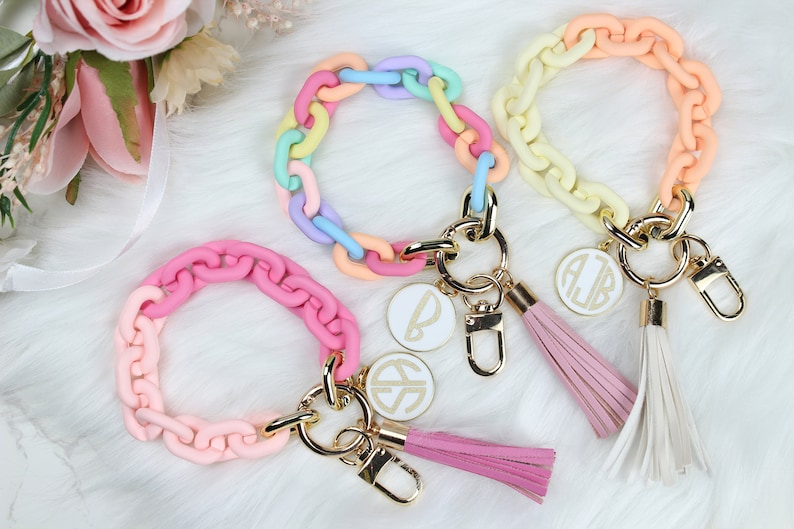 Personalized Chunky Chain Link Wristlet Keychain Personalized - Etsy