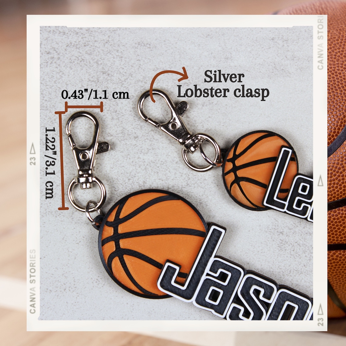 3D Large Basketball Name Tag Keychain. Basketball Bag Pack Tag ...