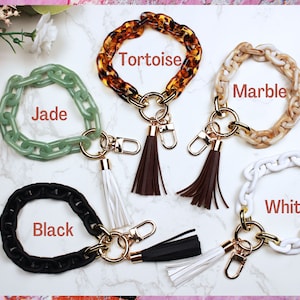 Personalized Chunky Chain Link Wristlet Keychain, Personalized Gift ...