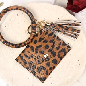 Leopard Wallet Keychain. Card Holder Wallet Keychain. Leather Bangle ...