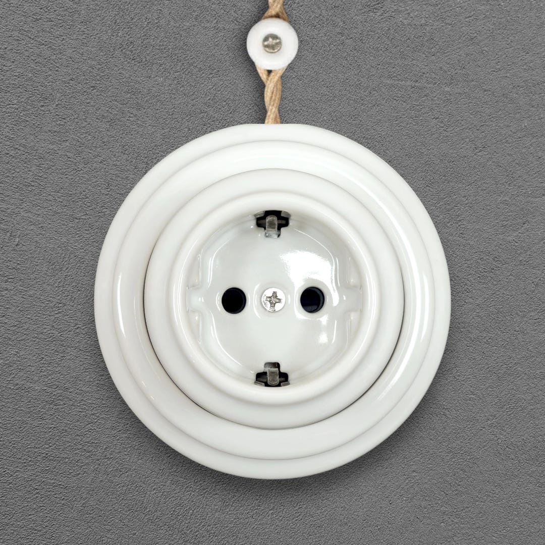 German Schuko Power Socket Porcelain Surface Mounted Loft Retro ...