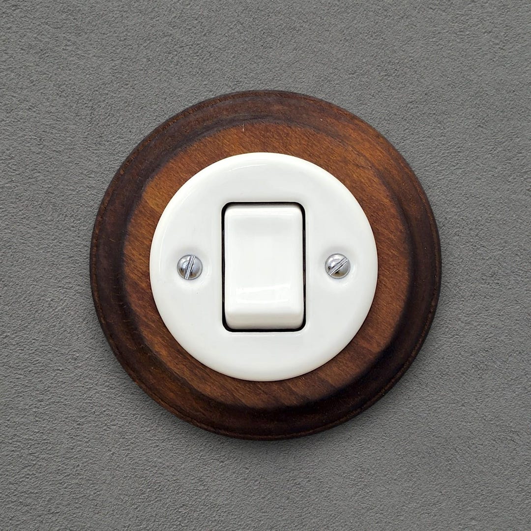 Retro Style White Ceramic Push Button Switch 1 Gang Two-pole Flushed ...