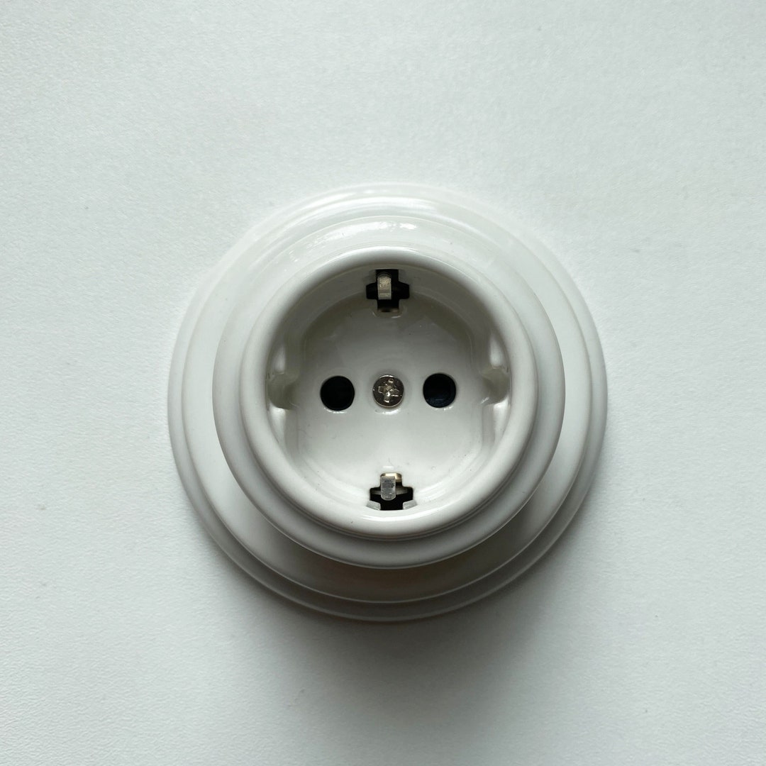 Surface-mounting German Schuko Power Socket Porcelain Loft Retro ...