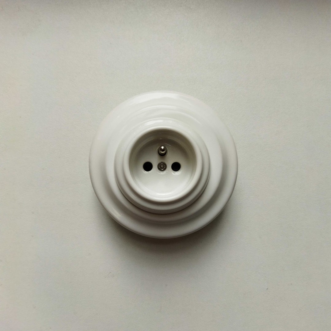 Flush Mounted Power Socket French Schuko Socket Porcelain Loft Retro ...