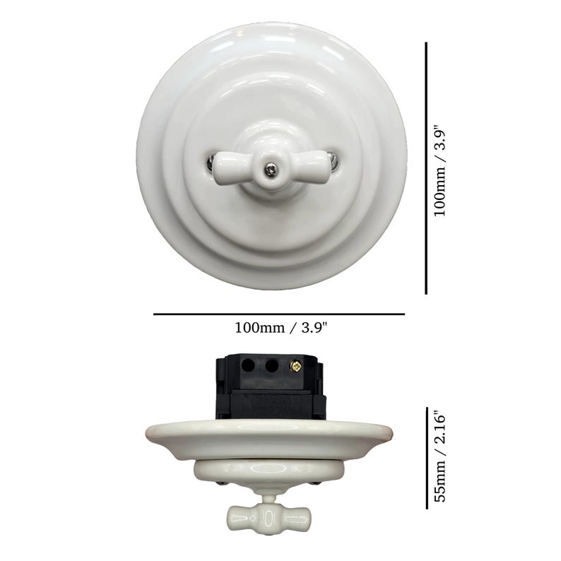 Rotary Light Switch Porcelain Colonial Type-2 Double One-way Flush ...