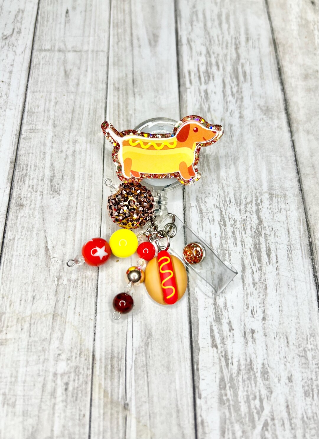 Hot Dog Badge Reel: Novelty Character Badge - Etsy