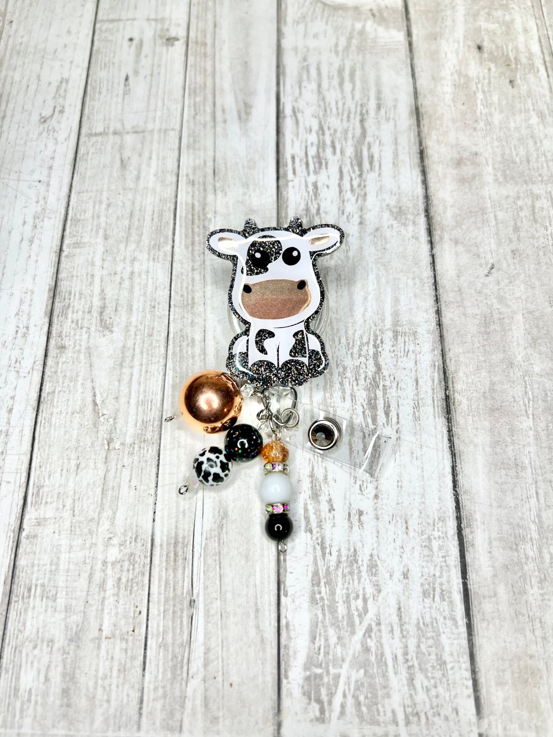 Cow Badge Reel, Rose Gold Cow Badge Reel, Nurse Badge Reel, Animal ...