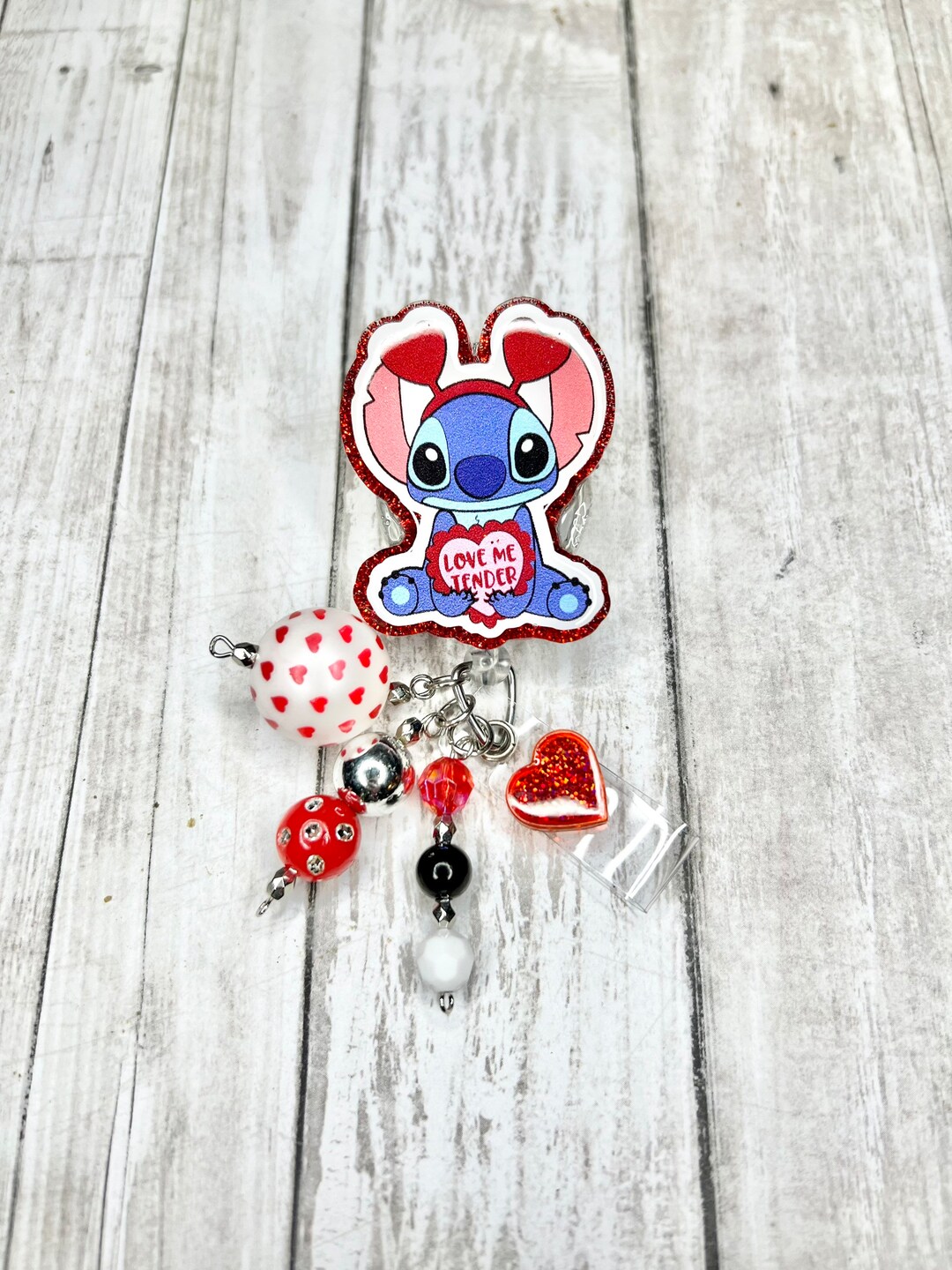 Stitch Valentines Day Badge Reel, Love Bug Stitch Badge Reel, Nurse ...