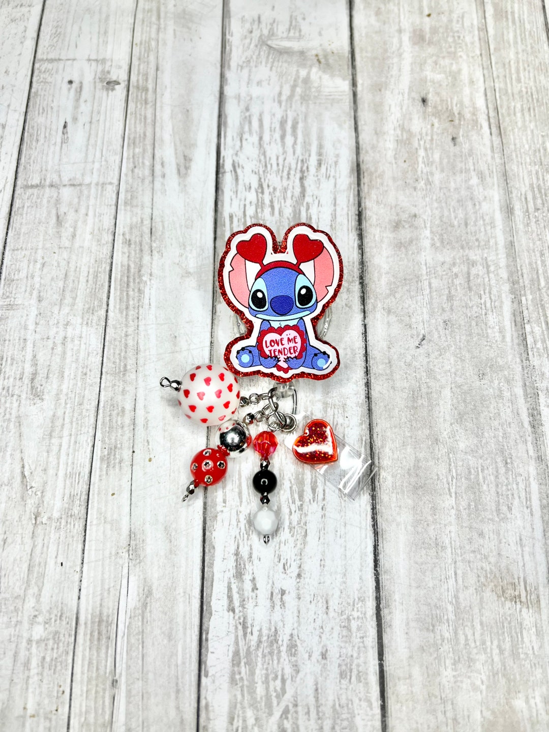 Stitch Valentines Day Badge Reel Love Bug Stitch Badge Reel - Etsy