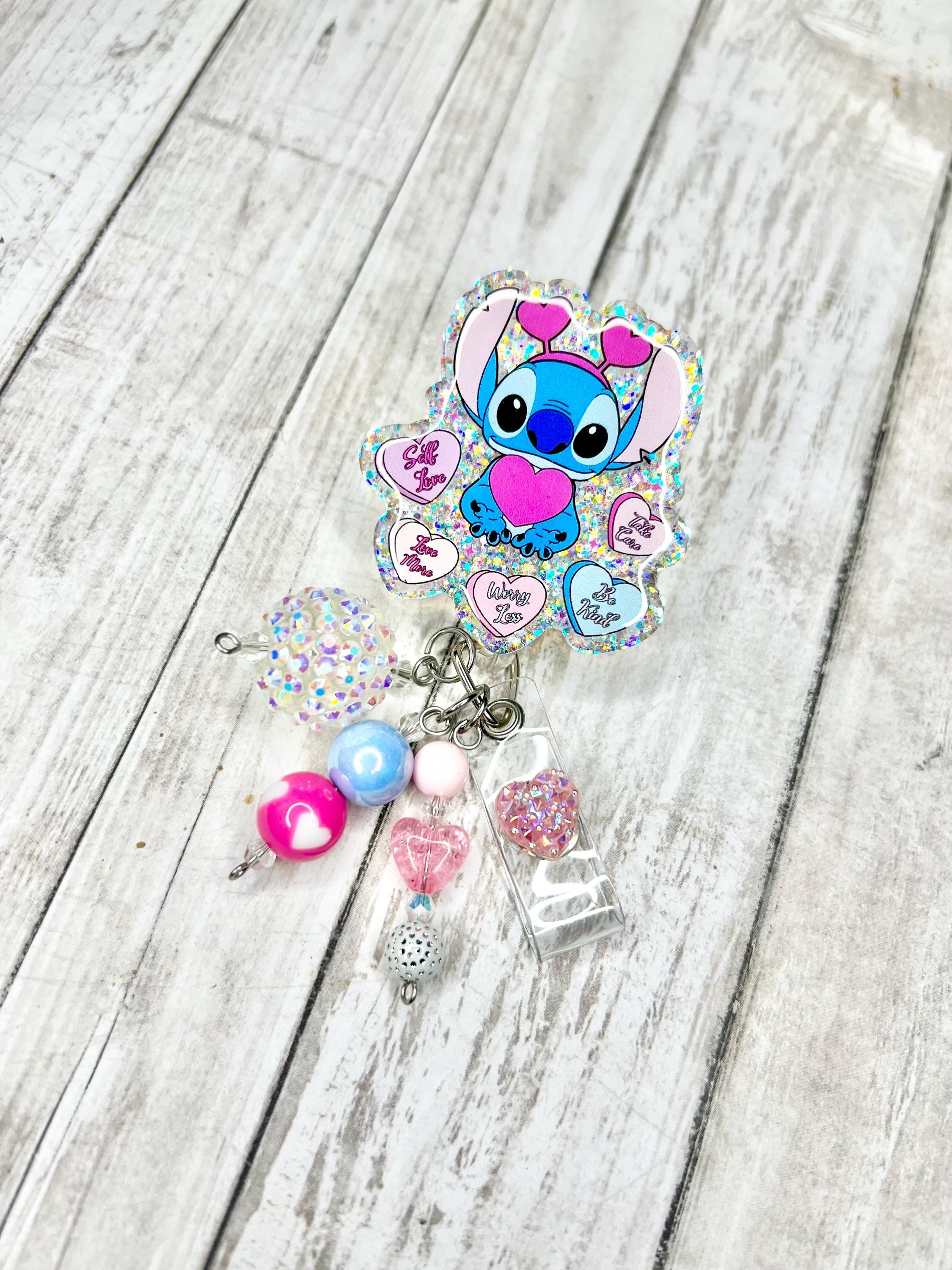 Stitch Valentines Day Badge Reel, Love Bug Stitch Badge Reel, Nurse ...