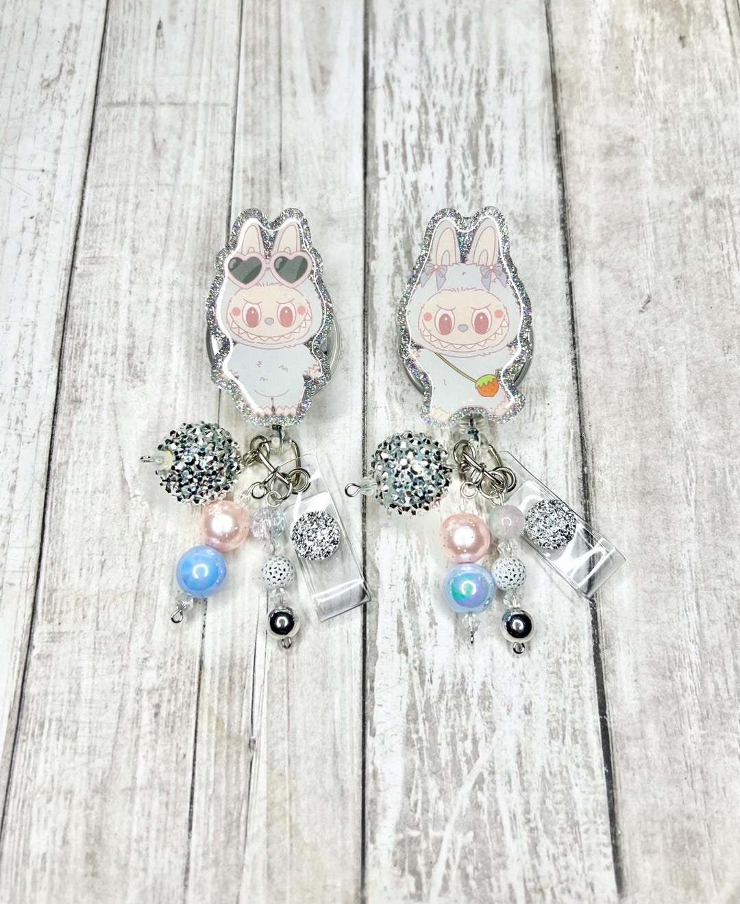 Labubu Monsters Badge Reel, Blue and Pink Labubu Badge Reel, Nurse ...