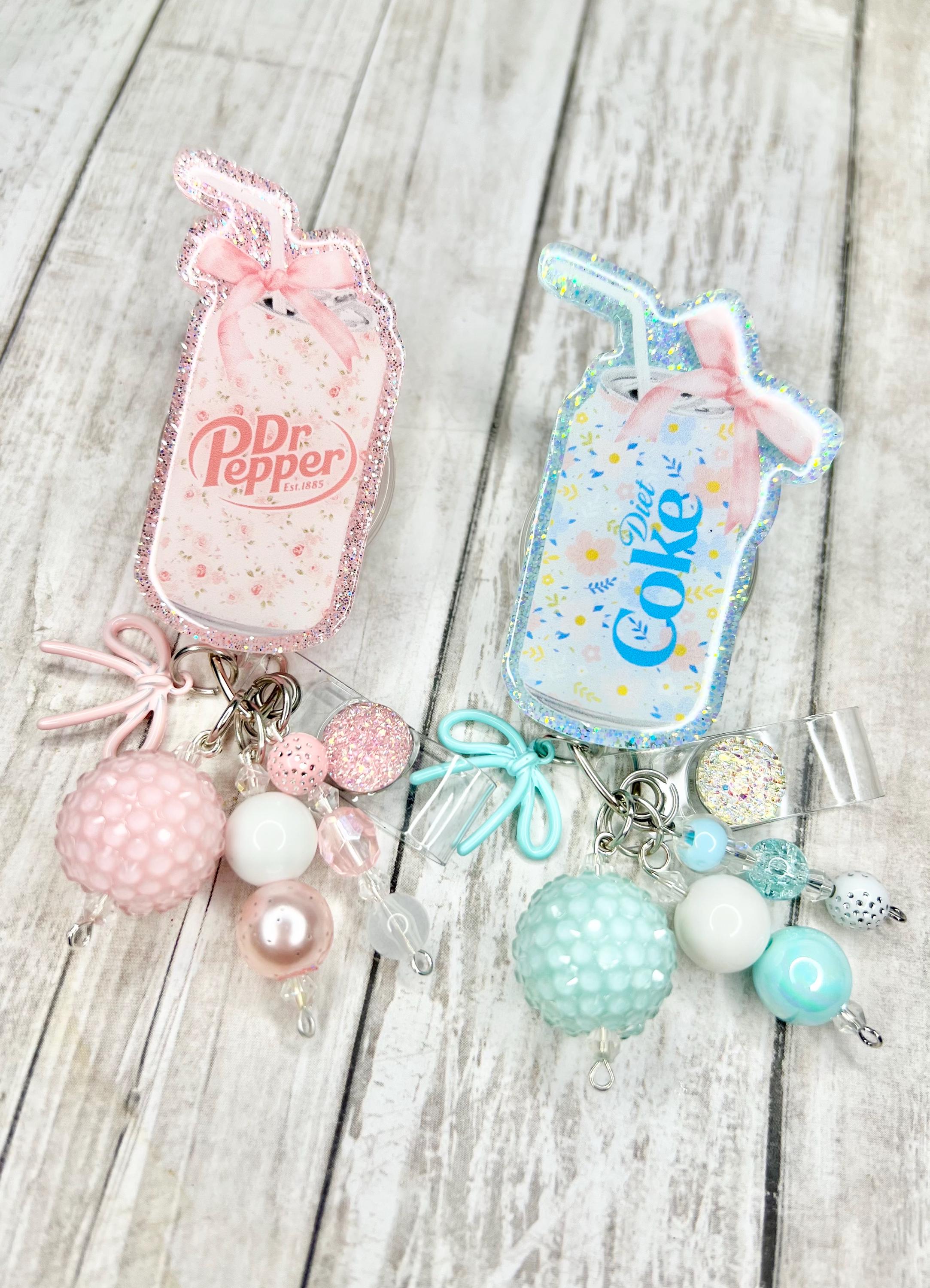 Coquette Soda Pop Badge Reel, Cute Soda Badge Reel, Pink Bow Soda Pop ...