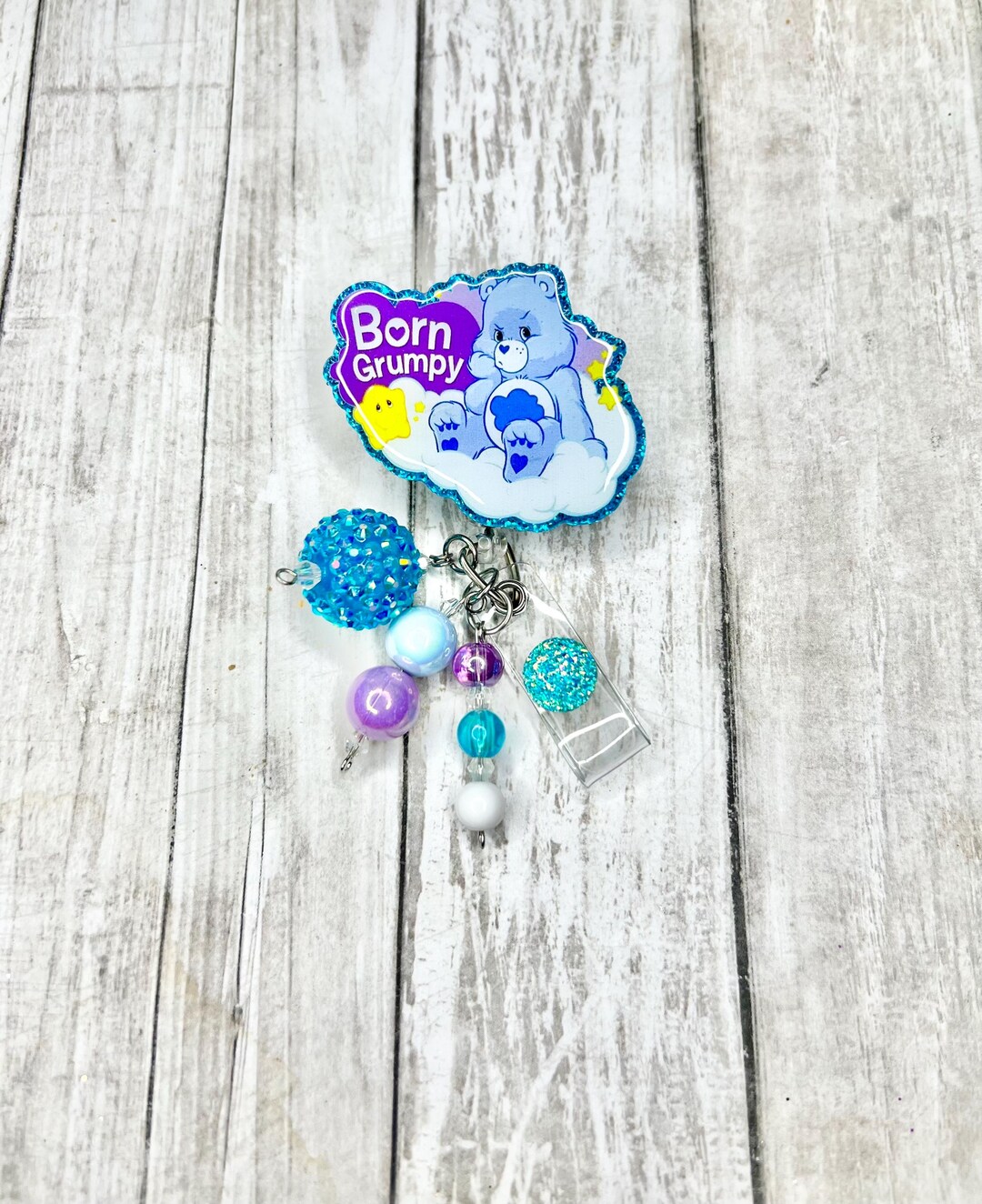 Cute Grumpy Bear Badge Reel, Blue Bears Badge Reel, Nurse Badge Reel ...