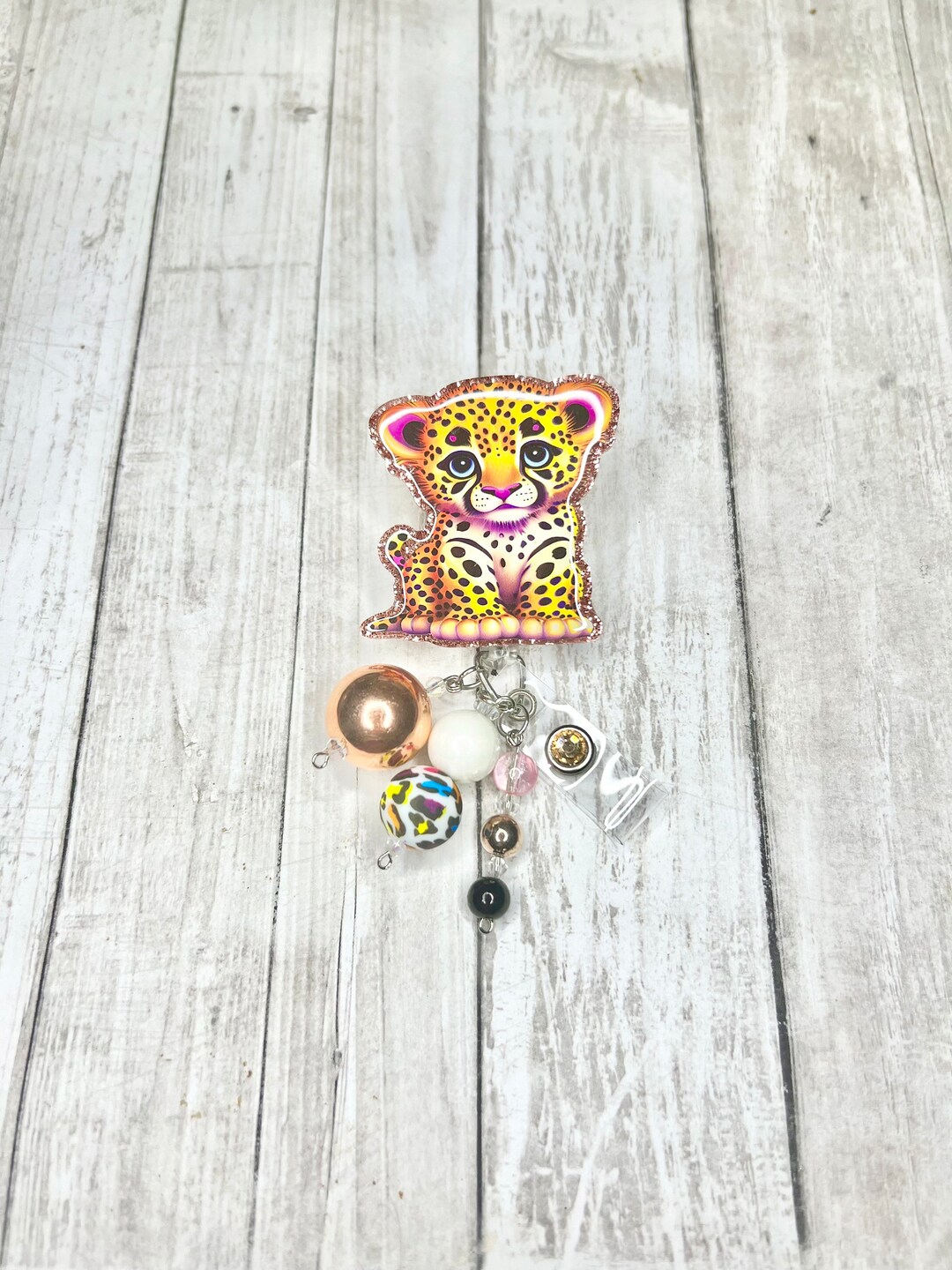 Glitter Cheetah Badge Reel: Animal Retractable ID Holder - Etsy