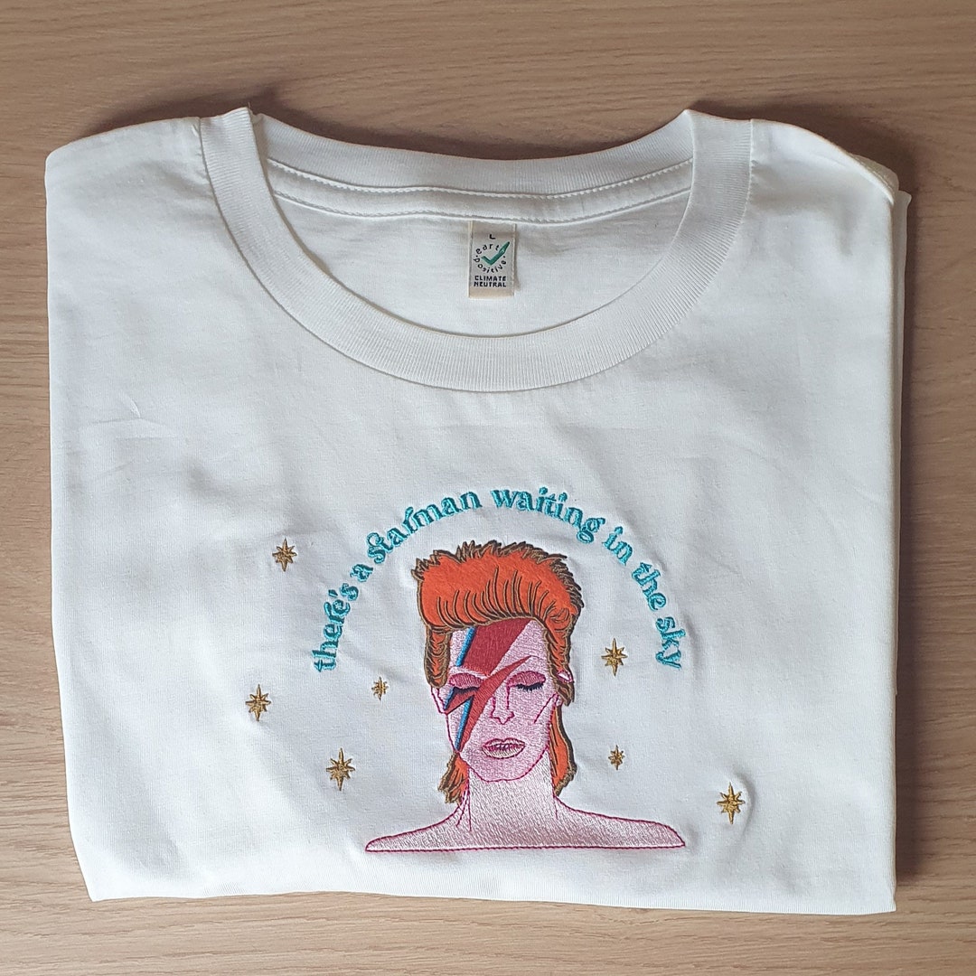 David Bowie Starman Design Eco-friendly Embroidered T Shirt, Organic ...