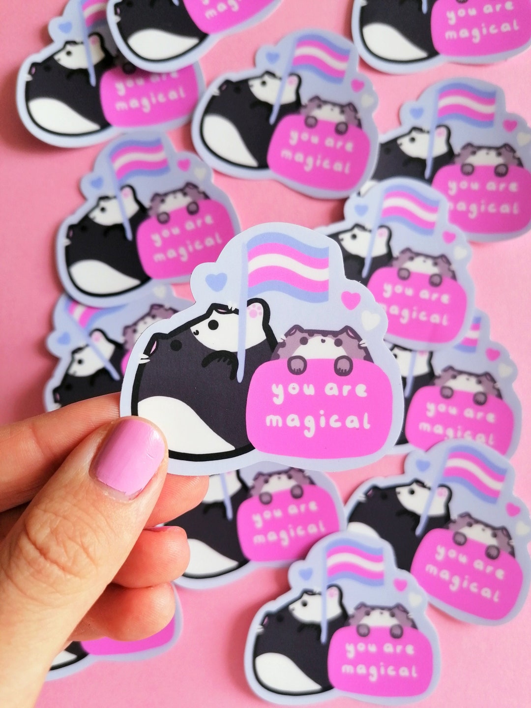 Trans Pride Kitty Sticker - Etsy