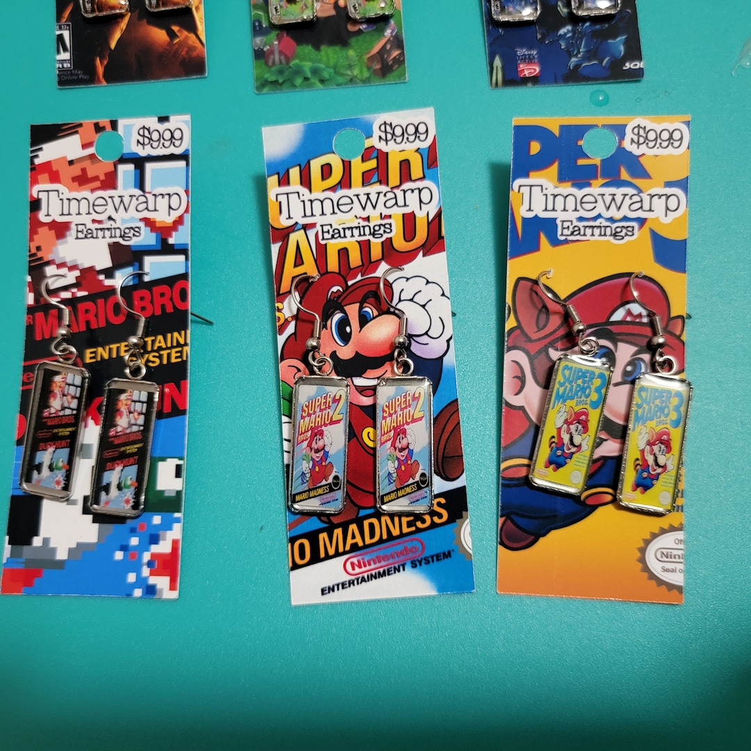 Nintendo NES Game Cover Art Earrings | Drop | Pendant for Her for Him ...