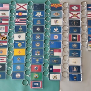 USA Flag and Territory Flags Art Keychain | Chain | Hanger | Pendent (2 ...