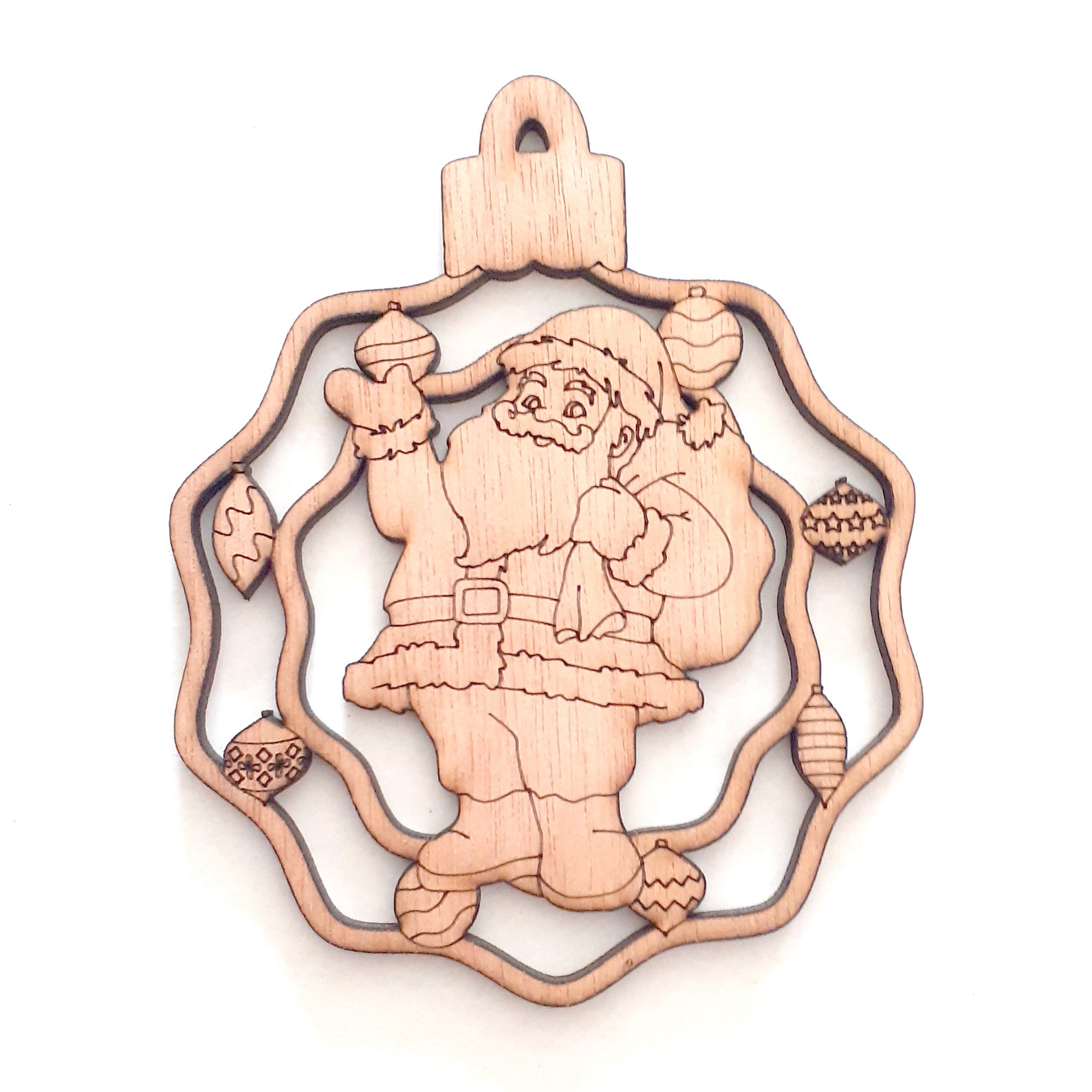 Christmas Ornament Santa Glowforge Laser Cut File Commercial - Etsy