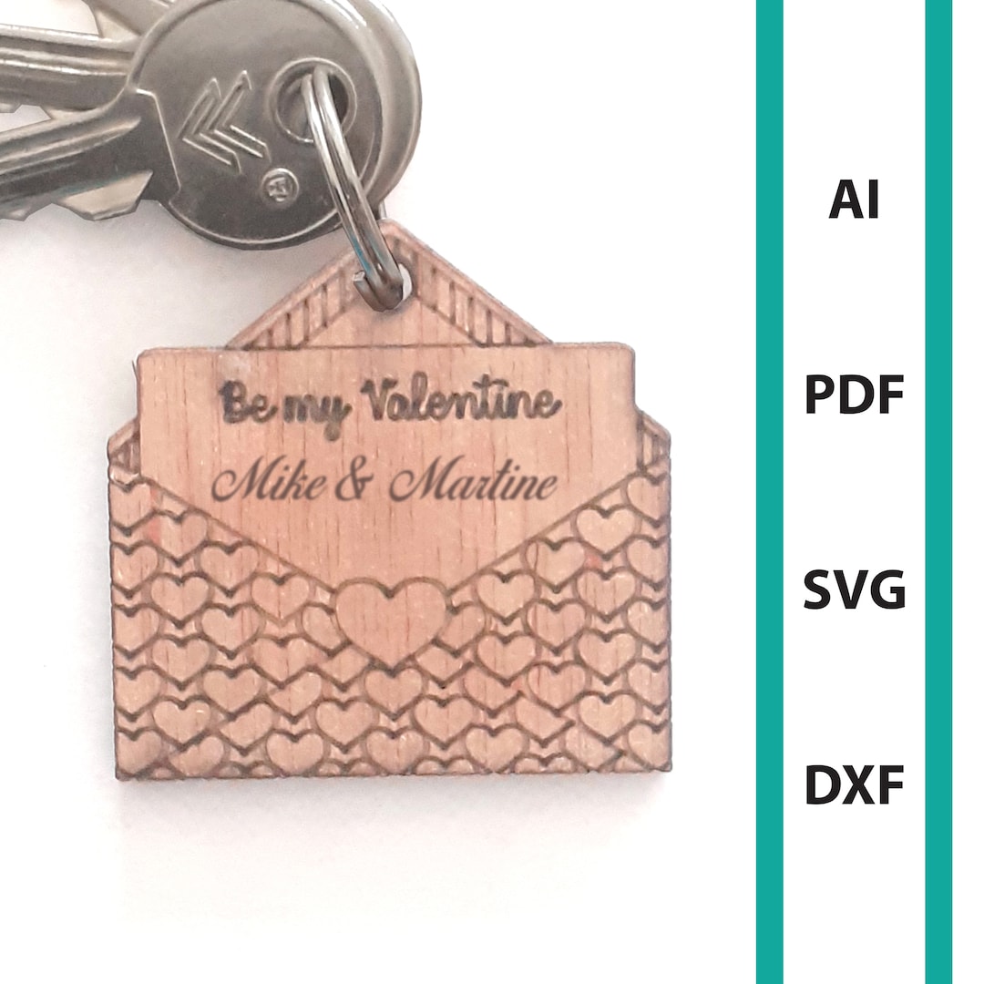 Valentine Keychain Glowforge Laser Cut Fil, Personalized Commercial Use ...