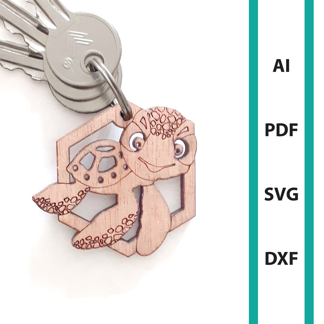 Seaturtle Keychain Glowforge Laser Cut File, Commercial Use Wall Art ...