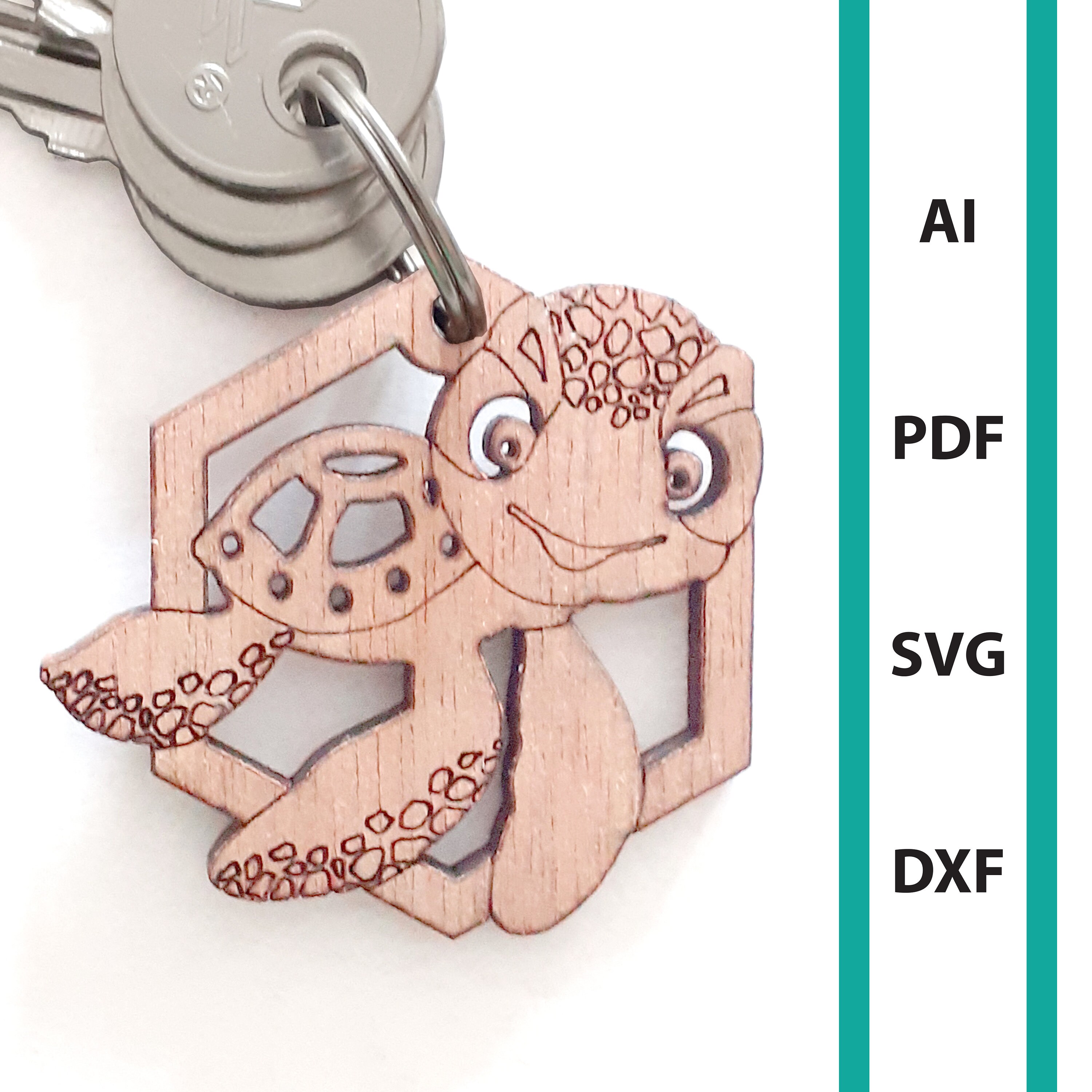 Seaturtle Keychain Glowforge Laser Cut File Commercial Use - Etsy