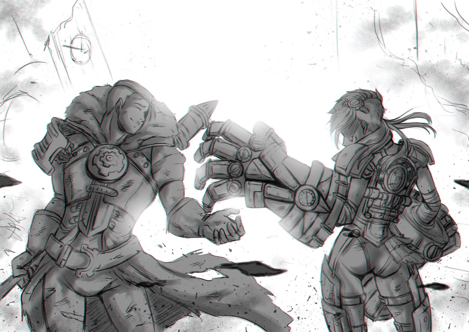 Dnd Black and White or Monochrome Character Commission Digital - Etsy