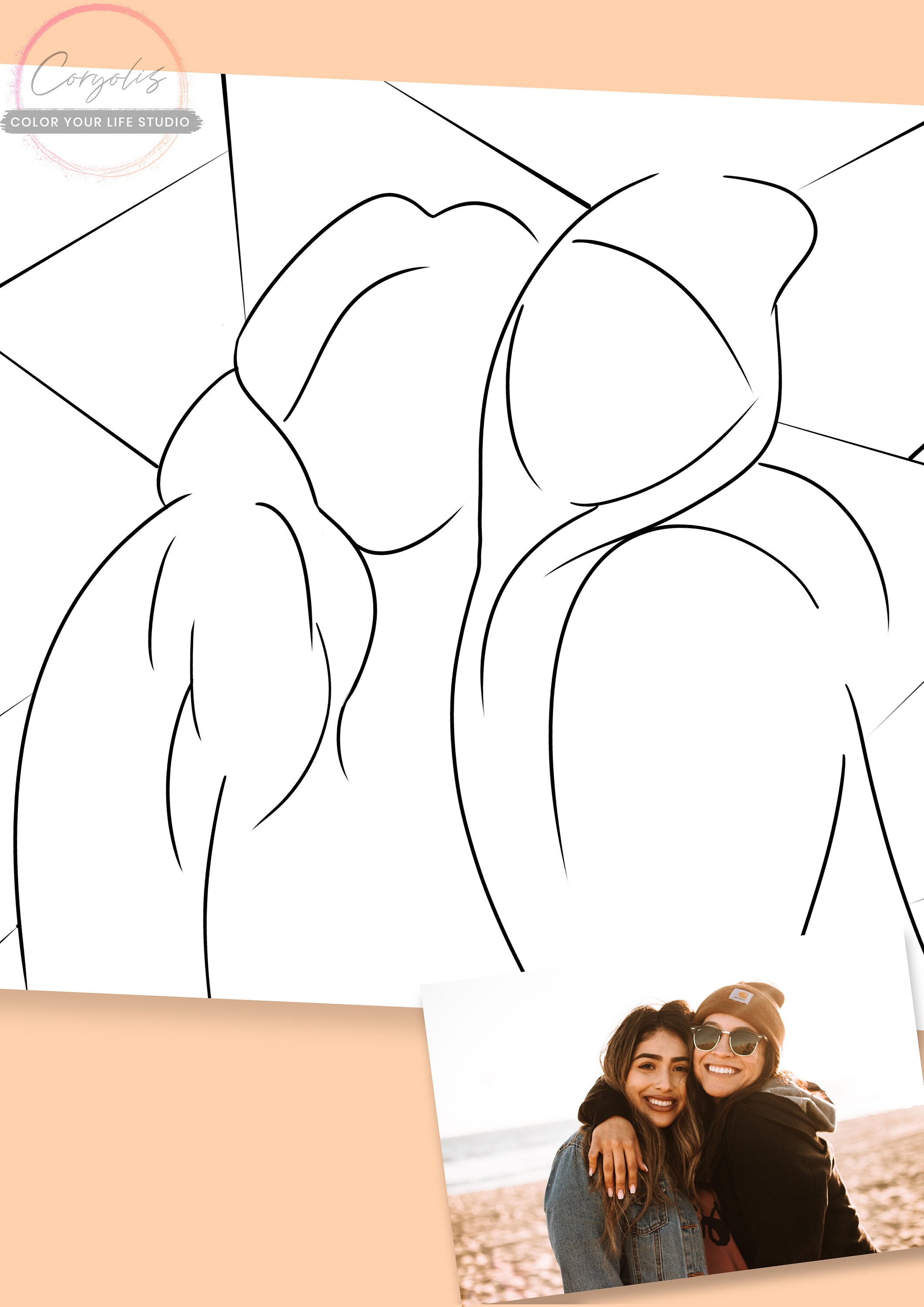 Modern line drawing drawing from photo large minimalist | Etsy