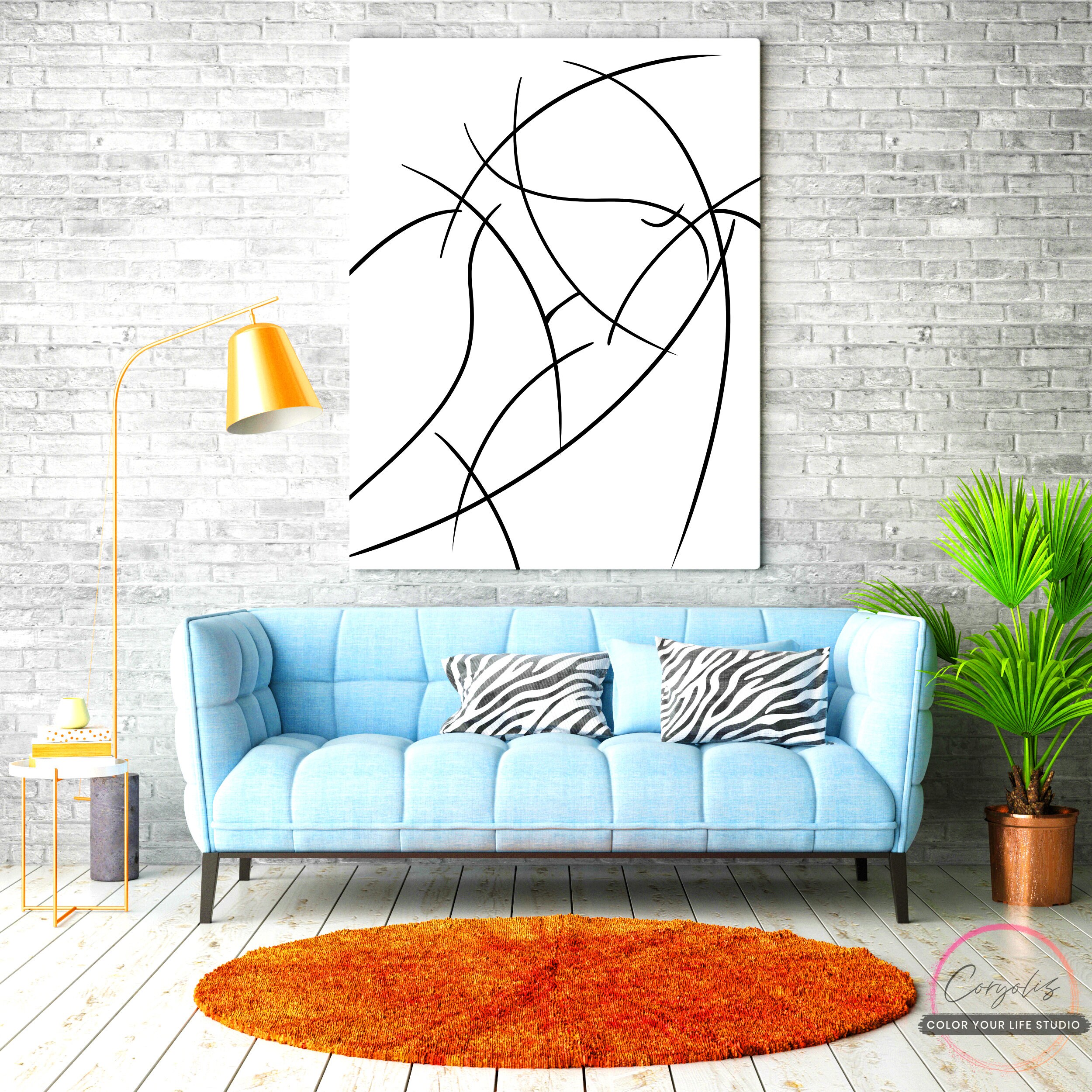 Modern line drawing drawing from photo large minimalist | Etsy