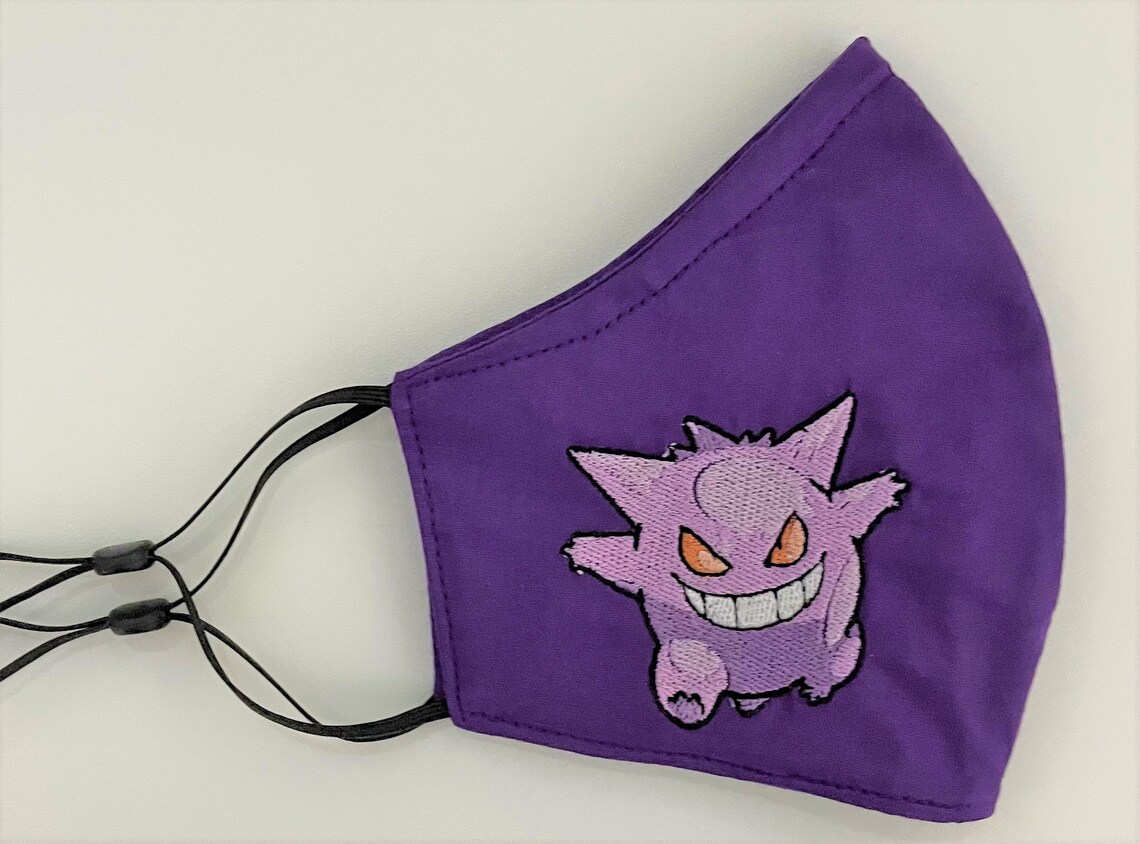 Gengar Pokémon Custom Embroidered Face Mask - Etsy