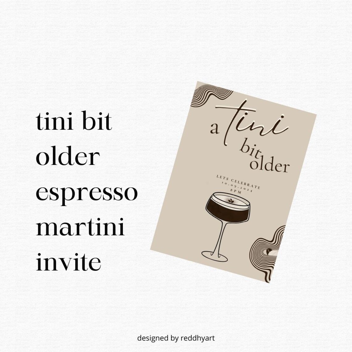 Espresso Martini Party Menu | Birthday Printable PDF | Tini Bit Older ...