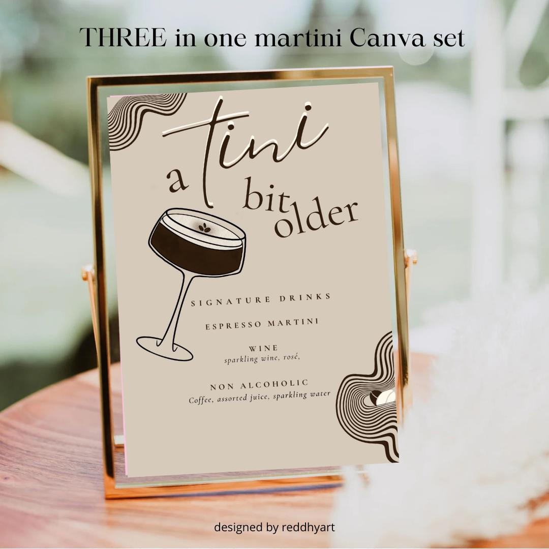 Espresso Martini Party Menu | Birthday Printable PDF | Tini Bit Older ...