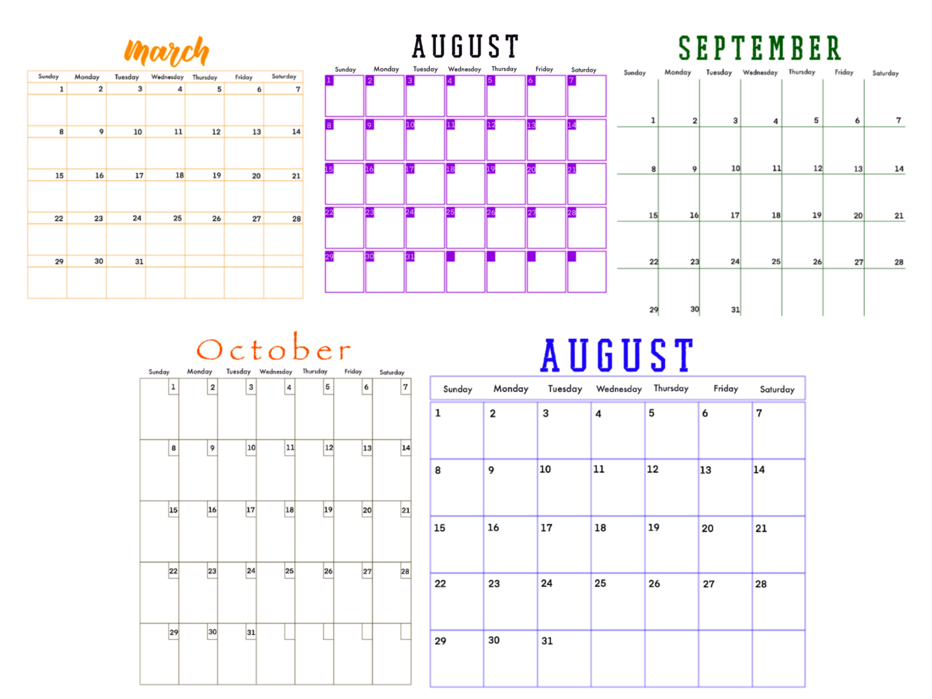 20 Procreate Stamp Brushes, Undated Calendars, 5 & 6 Week Calendar ...