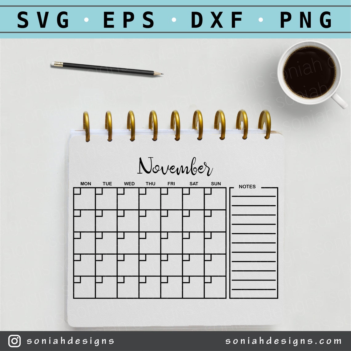 Calendar SVG - Monthly Calendar - Blank Calendar Svg - Calendar Cut ...