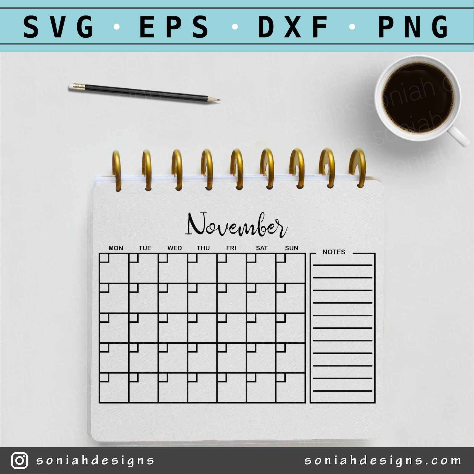 Calendar SVG - Monthly Calendar - Blank Calendar Svg - Calendar Cut ...