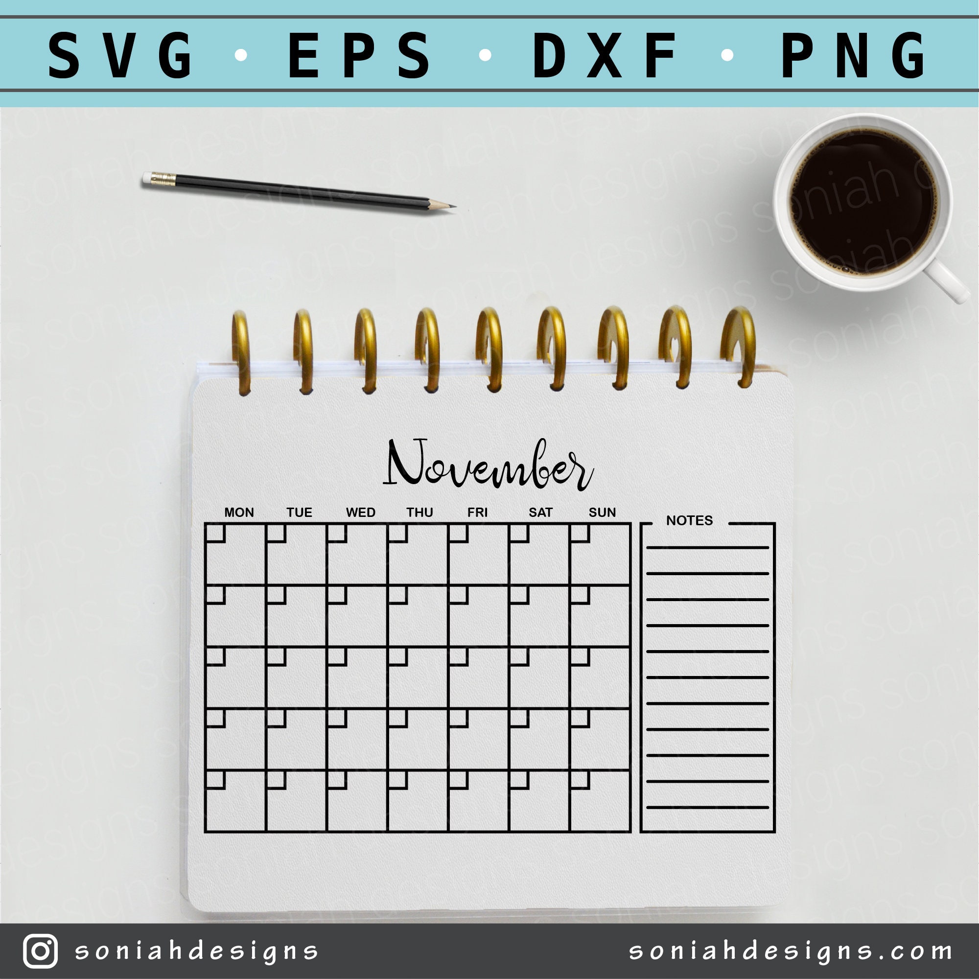 Calendar SVG - Monthly Calendar - Blank Calendar Svg - Calendar Cut ...