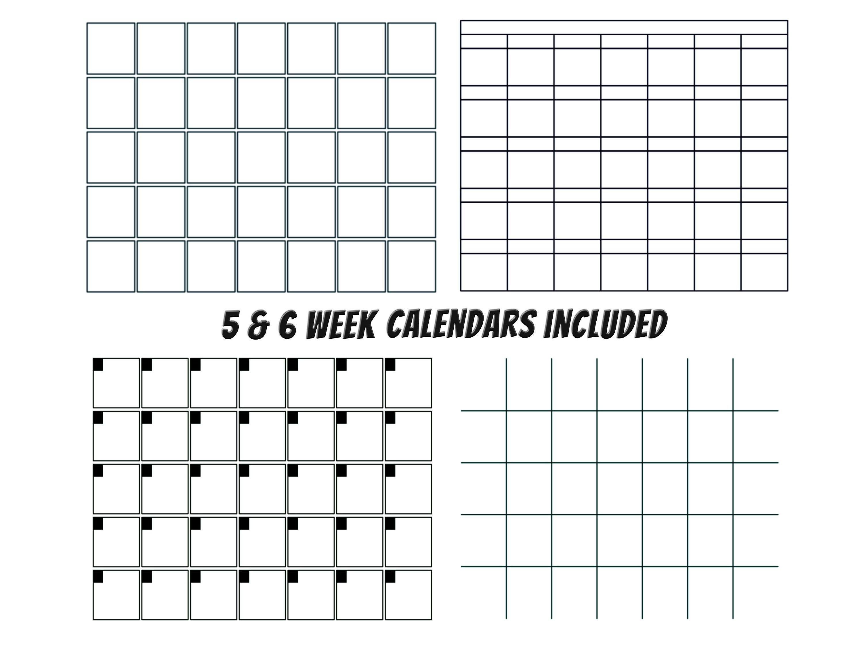 20 Procreate Stamp Brushes, Undated Calendars, 5 & 6 Week Calendar ...