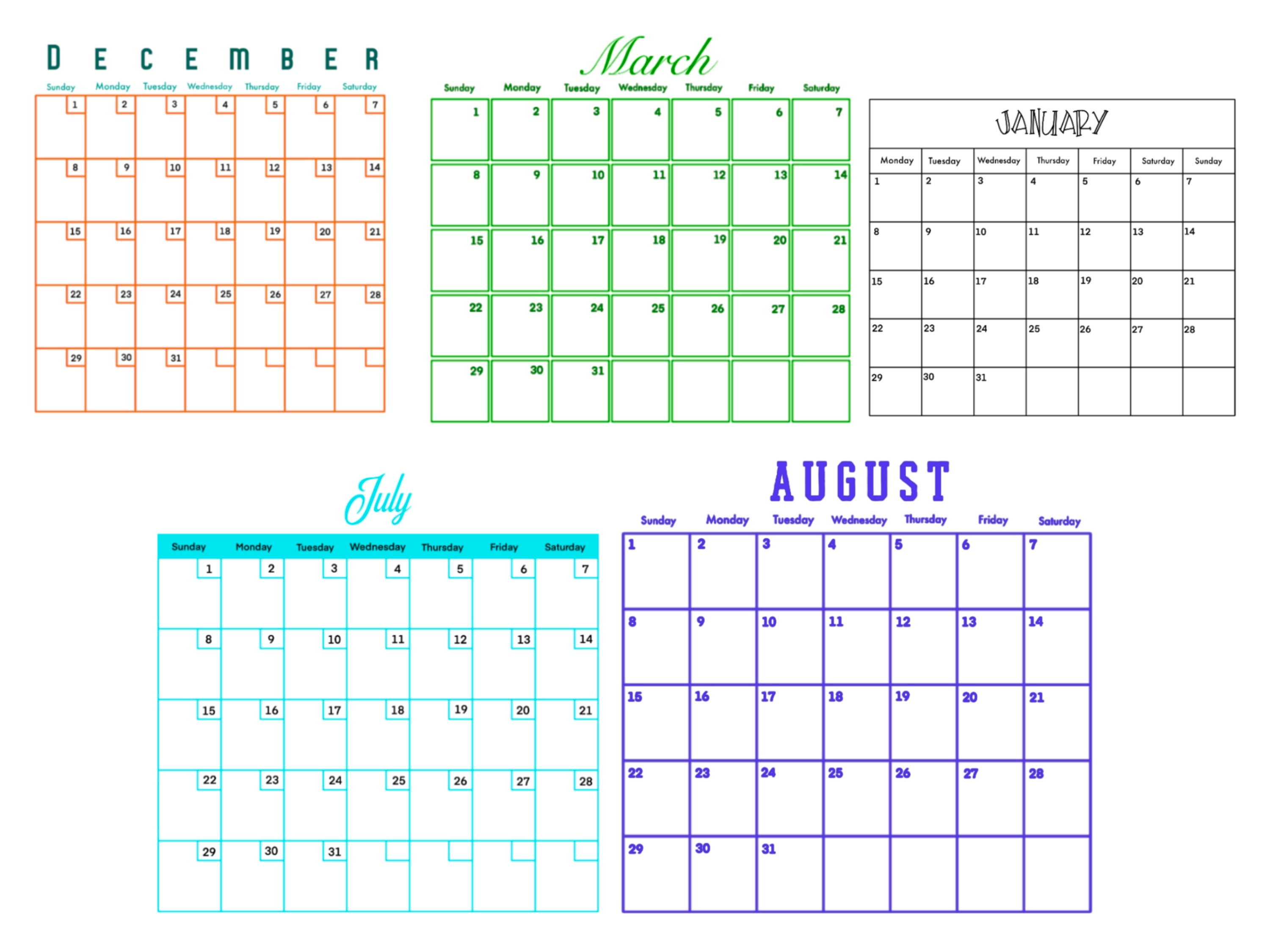 20 Procreate Stamp Brushes, Undated Calendars, 5 & 6 Week Calendar ...